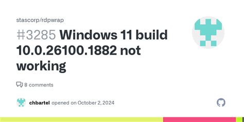 Windows 11 Build 100261001882 Not Working · Issue 3285 · Stascorprdpwrap · Github