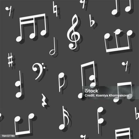 노트 고음 음자리표 베이스 키 와 같은 음악 적 표지판이있는 원활한 패턴 0명에 대한 스톡 벡터 아트 및 기타 이미지 0명 높은음자리표 모양 Istock