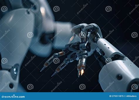 Custom Robotic Hand With Surgical Tool Ready To Perform Delicate Procedure Stock Illustration
