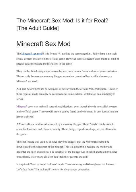 The Minecraft Sex Mod Is It For Real The Adult Guide By Architectures Idea Issuu