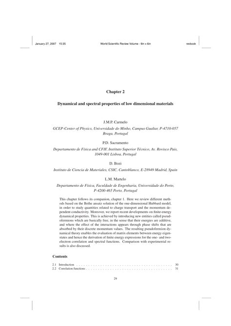Pdf Correlation Effects In One Dimensional Systems