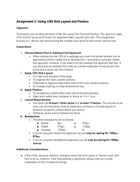 Assignment 2 Flexbox And Grid Layout Assignment 2 Using Css Grid Layout And Flexbox Objective
