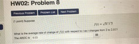 Solved Hw02 Problem 10 Previous Problem Problem List Next