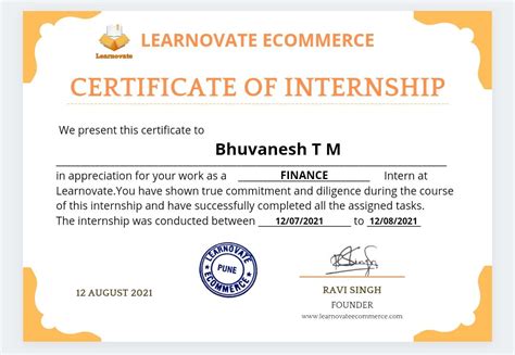 Bhuvanesh T M On Linkedin Internship Finance Learnovateecommerce