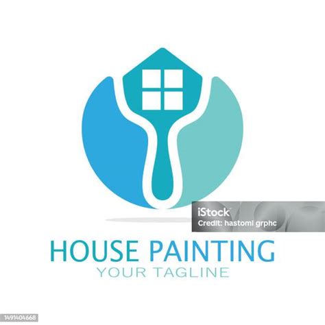 โลโก้ ไอคอน ภาพประกอบ สีทาบ้าน ด้วยการผสมผสานของแปรงและลูกกลิ้งสําหรับการออกแบบสีผนังบ้า