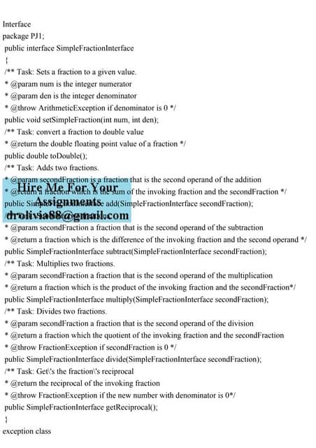 Interfacepackage Pj1 Public Interface Simplefractioninterfacepdf