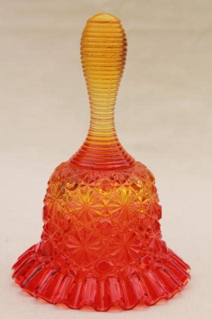 Vintage Fenton Amberina Glass Daisy And Button Pattern Table Bell