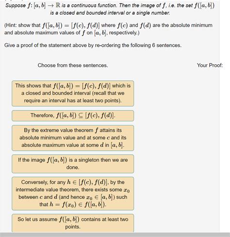 Solved Suppose F A B Ris A Continuous Function Then
