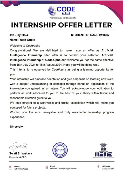 Yash Gupta On Linkedin Internship Opportunity Codealpha