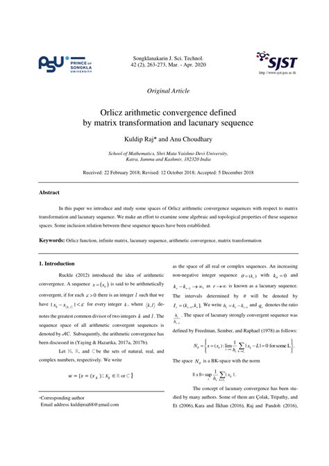 Pdf Orlicz Arithmetic Convergence Defined By Matrix Transformation