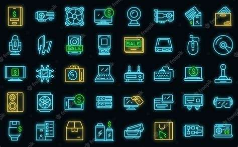Premium Vector Computer Store Icons Set Outline Vector Online Store