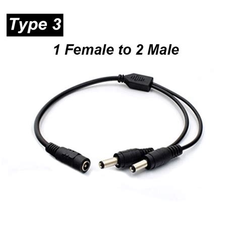 DC Power Supply Cable 5 5x2 1mm 1 To 2 Way Male To Female Jack Plug Connector Extension Cord For