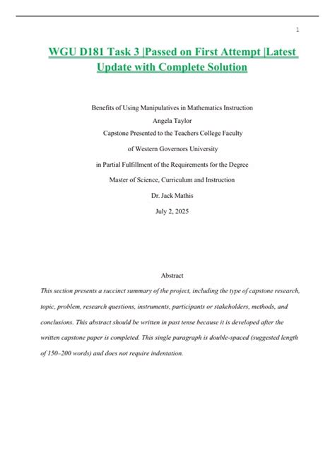 Wgu D181 Task 3 Passed On First Attempt Latest Update With Complete Solution D181 Stuvia Us