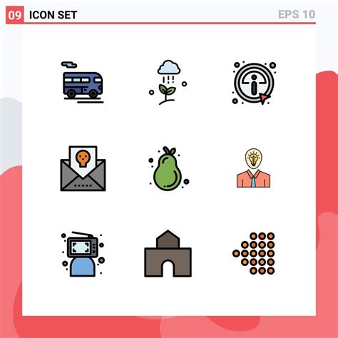 9 Universal Filledline Flat Color Signs Symbols Of Mail Halloween Rain Envelope Information