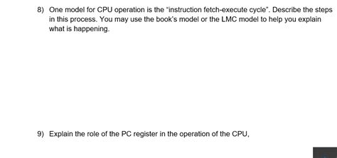 Solved One Model For CPU Operation Is The Instruction Chegg