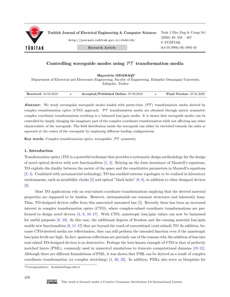 Pdf Controlling Waveguide Modes Using Pt Transformation Media