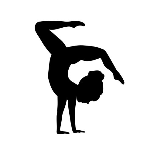 Silhouettes Of Girl Girl Gymnast Athlete In Pose On The Hands Isolated