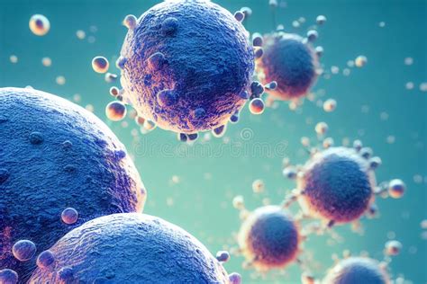 illustration of blue bacteria cells field background stock illustration