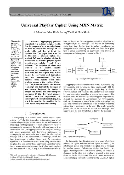 pdf universal playfair cipher using mxn matrix