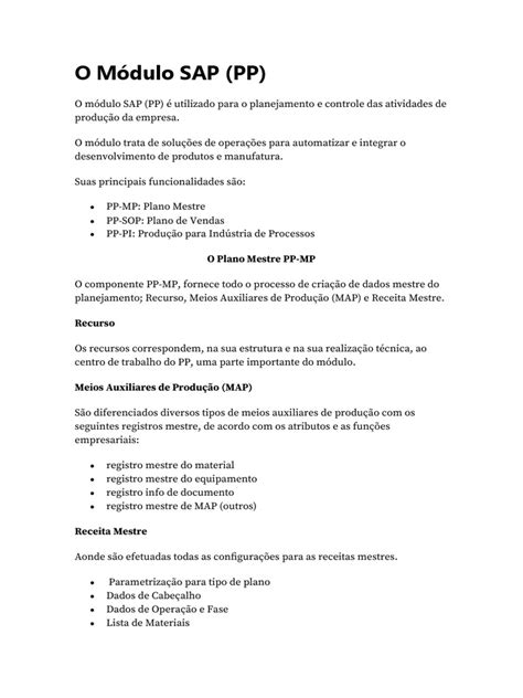 O Módulo Sap Pp Pdf