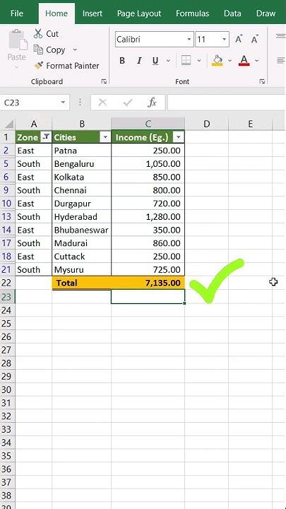 How To Sum Filtered Data In Excel Apply Sum Function On Filtered Data Hello Excel Shorts