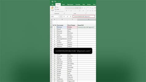 Create Email Address In Excel I Formula Youtube