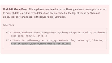 Modulenotfounderror No Module Named Streamlitoptionmenu Upon Deployment Deployment