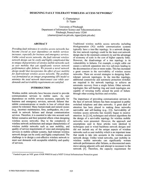 Pdf Designing Fault Tolerant Wireless Access Networks