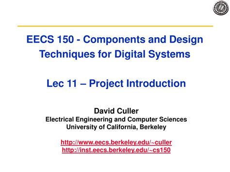 PPT EECS Components And Design Techniques For Digital Systems Lec Project