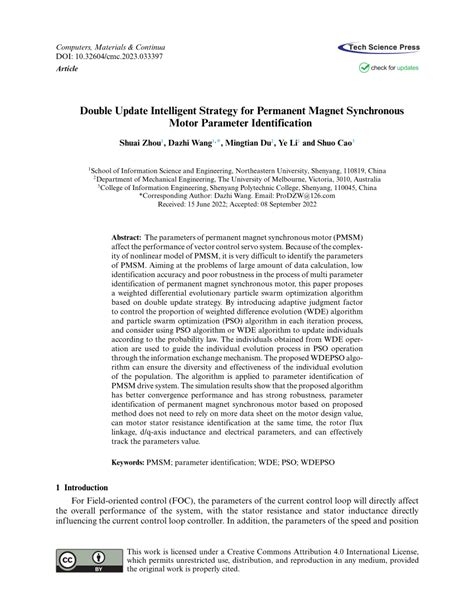 Pdf Double Update Intelligent Strategy For Permanent Magnet