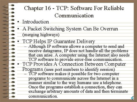 Chapter 16 Tcp Software For Reliable Communication Introduction Chapter 16 Tcp Software For Reliable Communication Introduction