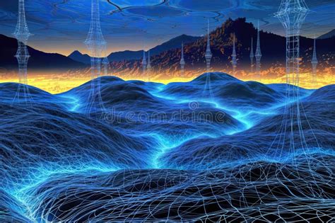 Symmetrical Electrical Grid Visualization Generative Ai Stock