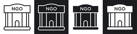 Ngo 건물 아이콘은 흑인과 백인 평면 및 획 스타일로 설정되었습니다 0명에 대한 스톡 벡터 아트 및 기타 이미지 0명 날씬한 단순함 Istock