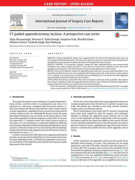 Pdf Ct Guided Appendicectomy Incision A Prospective Case Series