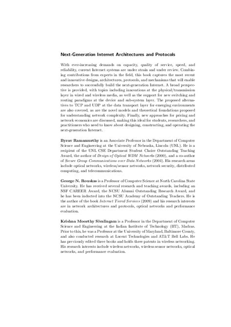 Pdf Next Generation Internet Architectures And Protocols