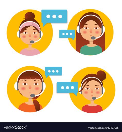 Call Center Operator Icon With Headset Female Vector Image