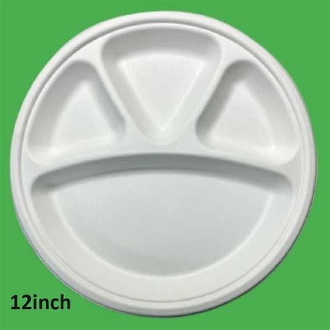12 Inch 4 Compartment Sugarcane Bagasse Round Plate At Rs 675piece In