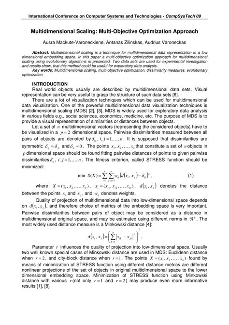 pdf multidimensional scaling multi objective optimization approach