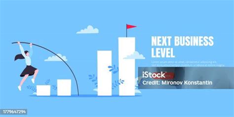 사업가 점프 폴 높이뛰기 그래프 막대 평면 스타일 디자인 벡터 일러스트 레이 션 기에 대한 스톡 벡터 아트 및 기타 이미지 기 기둥 벡터 Istock