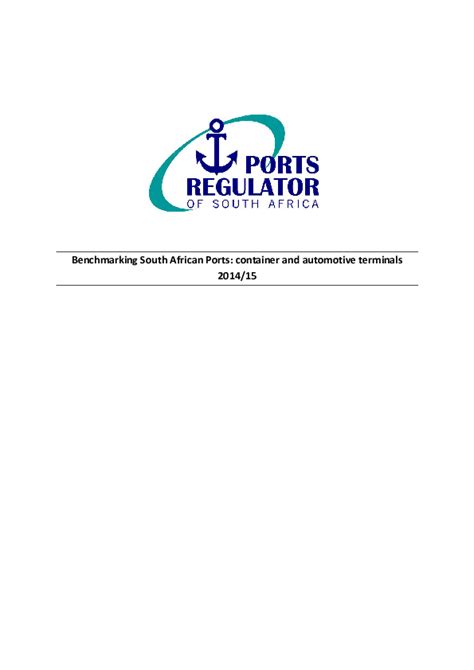 Pdf Benchmarking South African Ports Container And Automotive Terminals 2014 15