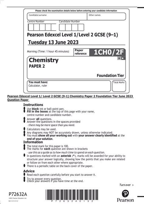 pearson edexcel level 1 level 2 gcse 9 1 chemistry paper 2