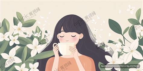 Ai创作图茉莉花茶女孩插画 茶叶女孩插画 女孩奶茶人物包装插画 喝奶茶的女生 喝茶插画 美容养颜茶插画 美容养生茶插画 人物奶茶插画 美容养生减肥茶插画 花茶插画设计 喝奶茶女孩 奶茶甜美女孩