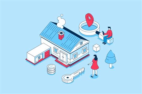 Real Estate Concept 3d Isometric Web Scene Vector Image