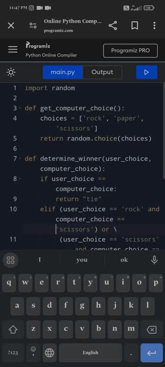 [video] Vishuwa Dharshini On Linkedin Codsoft Pythondevelopment Rockpaperscissors