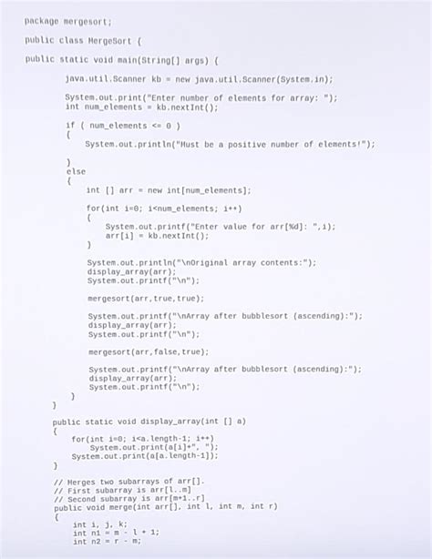 Solved Take The File Below Mergesortjava And Perform Big O