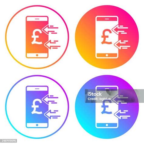 스마트폰으로 파운드 받기 색상 그라데이션이 있는 둥근 아이콘 0명에 대한 스톡 벡터 아트 및 기타 이미지 0명 Brand Name Mobile Payment