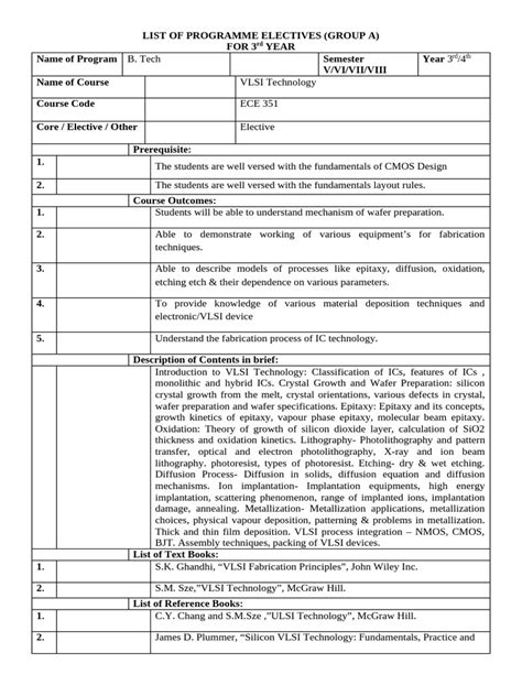 Vlsi Technology Pdf Photolithography Epitaxy