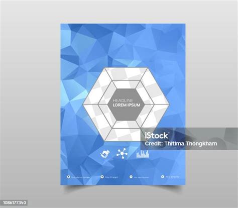 브로셔 템플릿 레이아웃 커버 디자인 연간 보고서 잡지 전단지 또는 다각형 배경에 파란색 도형 A 4에서 책자 벡터 일러스트입니다 0명에 대한 스톡 벡터 아트 및 기타 이미지