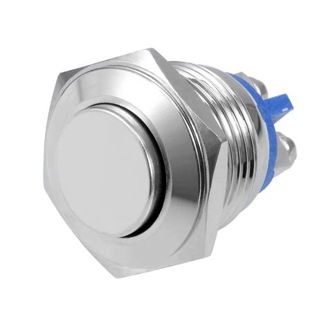 Uxcell 1 Pcs Momentary Switch Stainless Steel Push Button Switch 16mm Mounting Diameter 5a 2