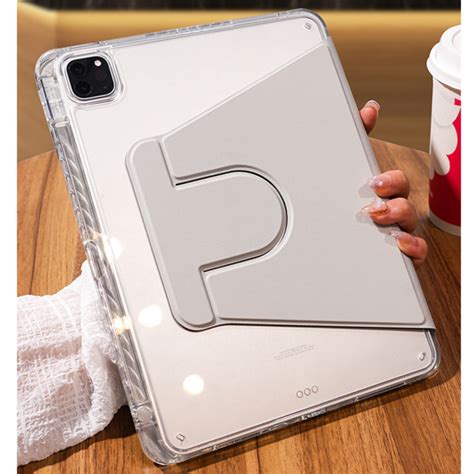 Bao Da Máy Tính Bảng acrylic Cứng Có Ngăn Đựng Bút Xoay Độ Cho ipad air th gen
